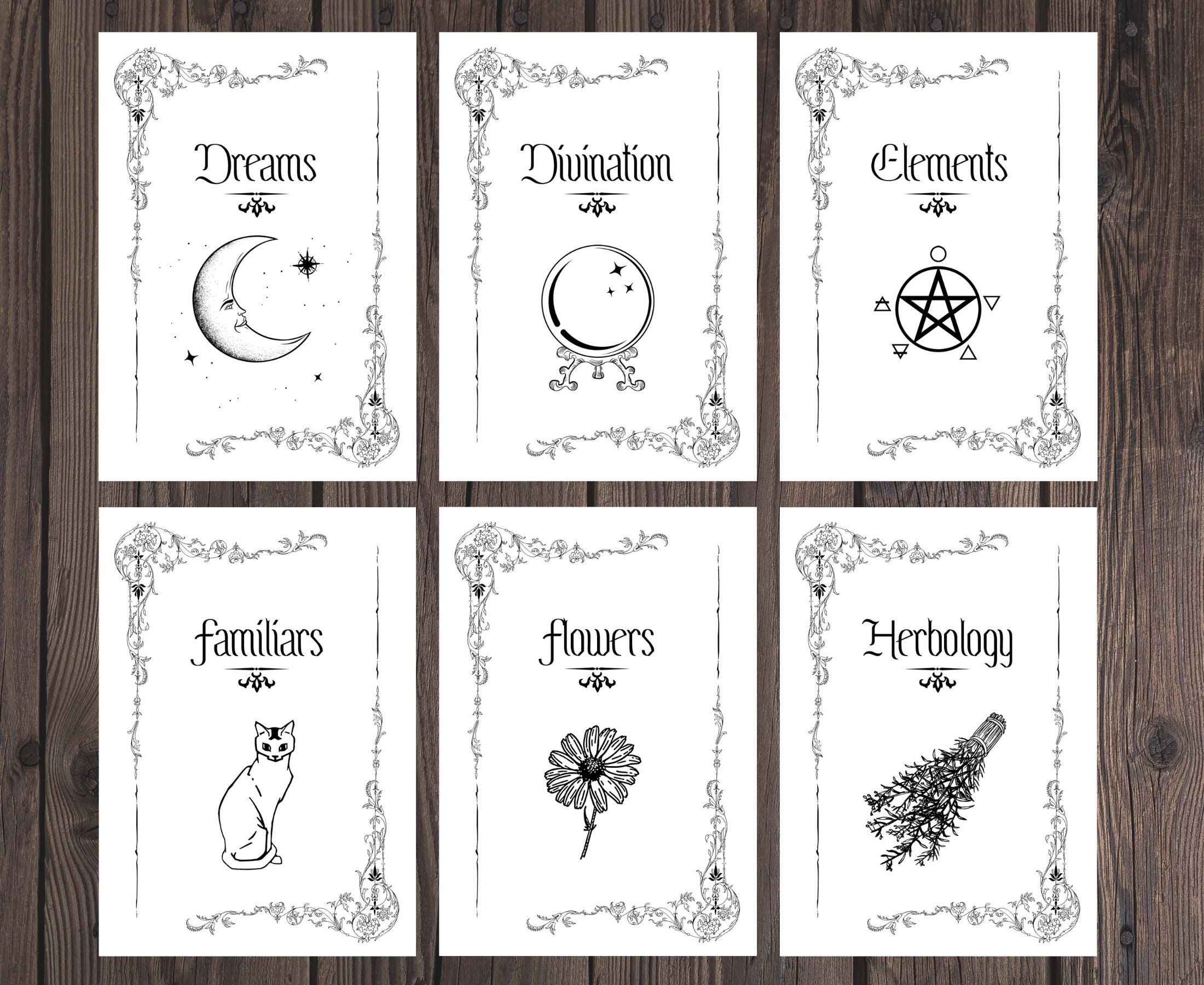 Grimoire Divider Pages Book of Shadows Cover Title Printable - Etsy