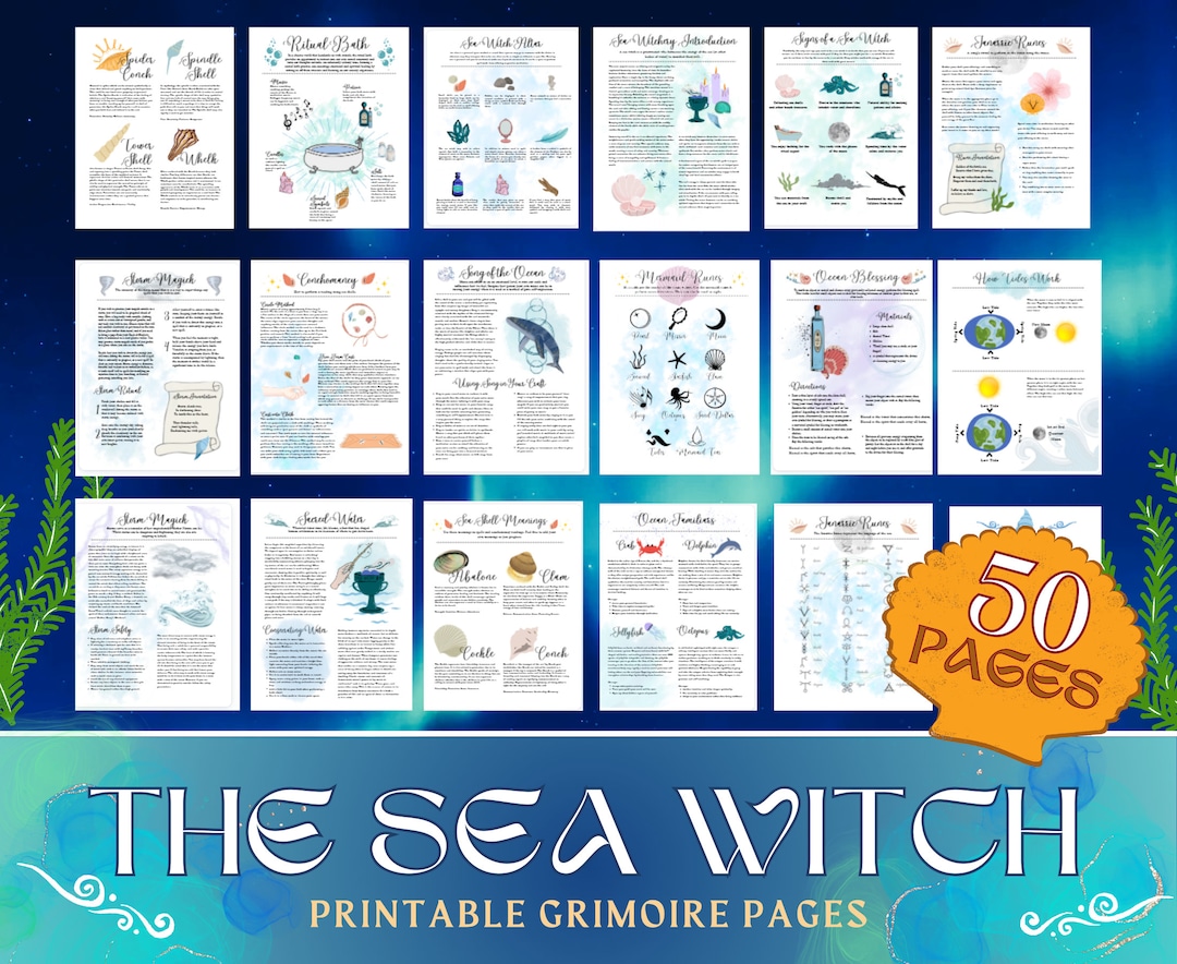 Sea Witch Grimoire: Printable Book of Shadows, Water Magic (PDF Book ...