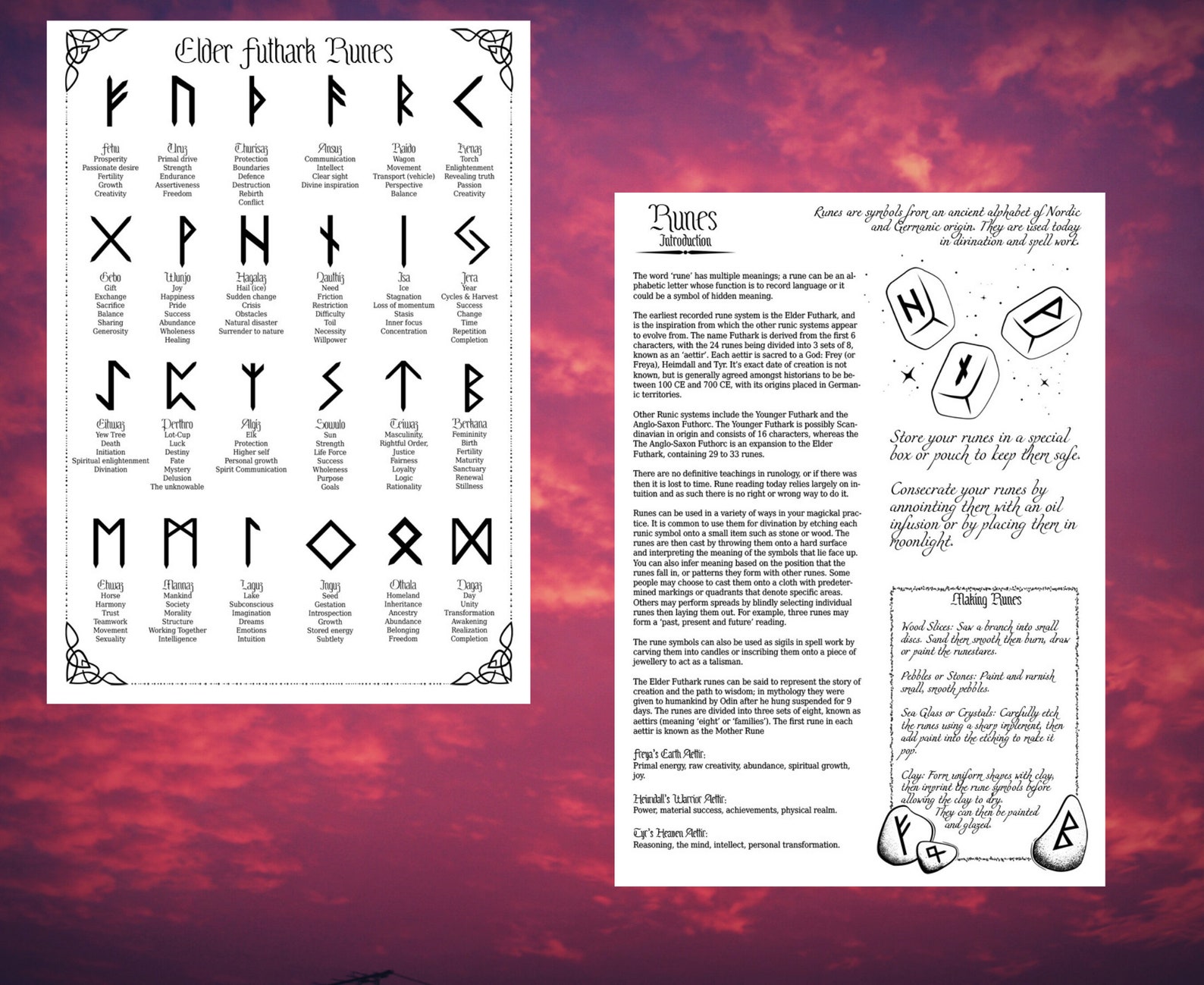 Runes Printable Pages Runes BOS Pages Book of Shadows Pages - Etsy
