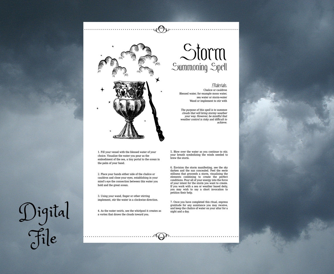 Storm Magic Printable Pages Storm Water Book of Shadows - Etsy