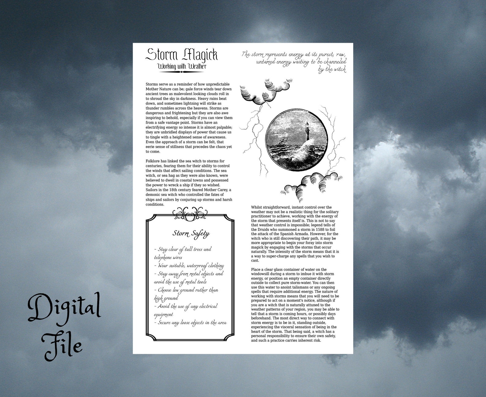 Storm Magic Printable Pages Storm Water Book of Shadows - Etsy