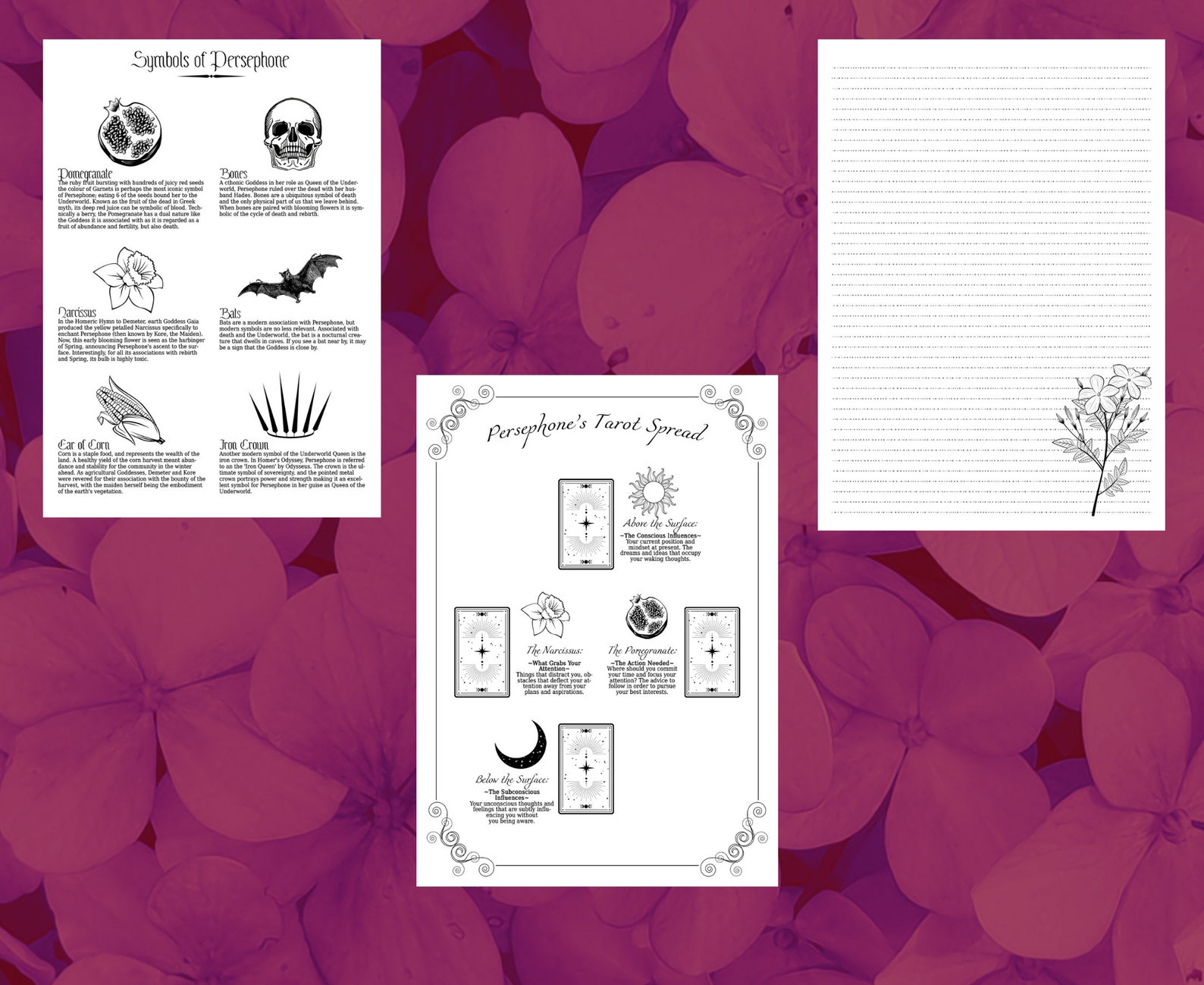 Persephone Printable Pages Persephone Book of Shadows Pages - Etsy UK