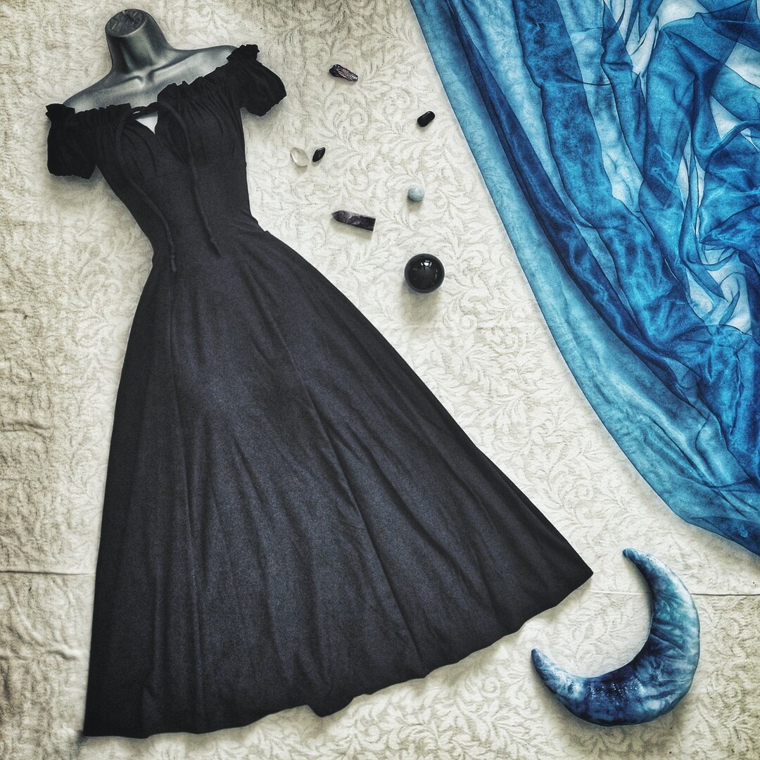 Gothic Maxi Dress - Black Rhiannon Dress - Black Full Length Witch ...