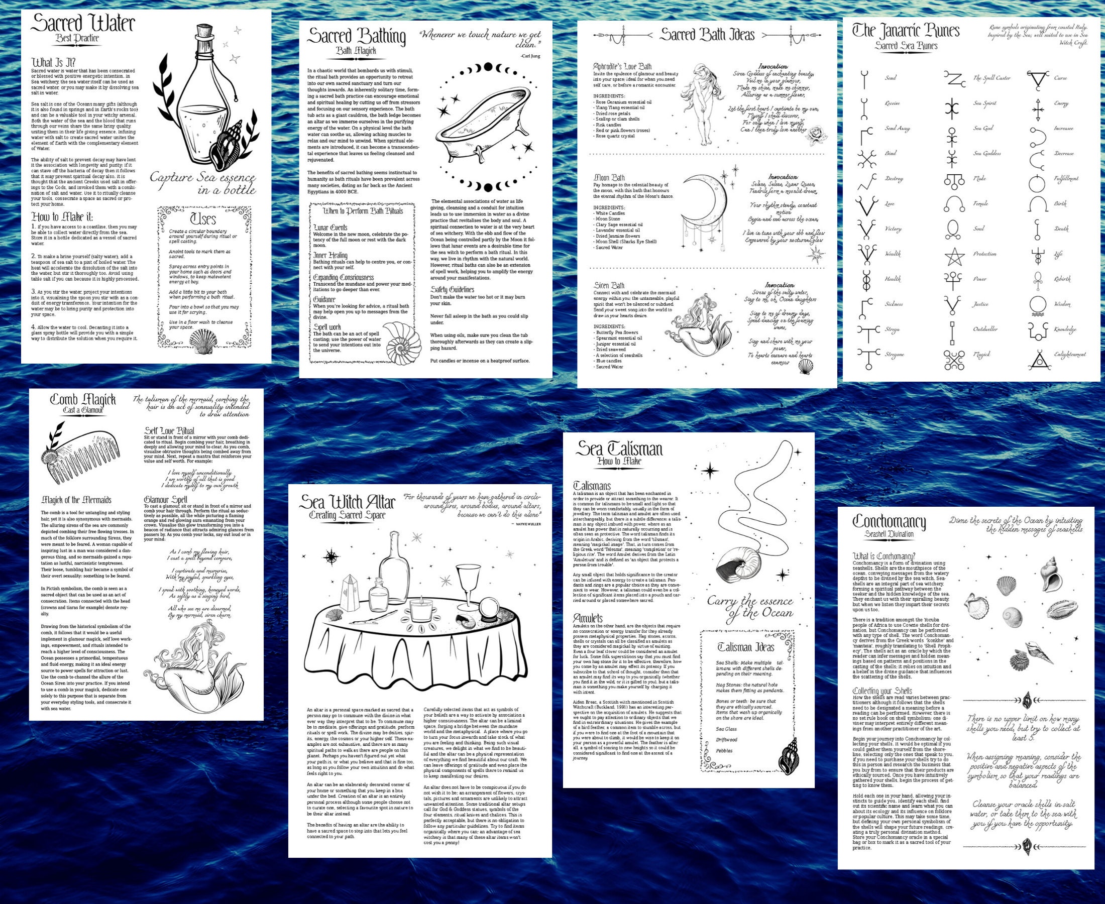 Sea Witch Book of Shadows Pages: Printable Grimoire (PDF Download A4/US ...