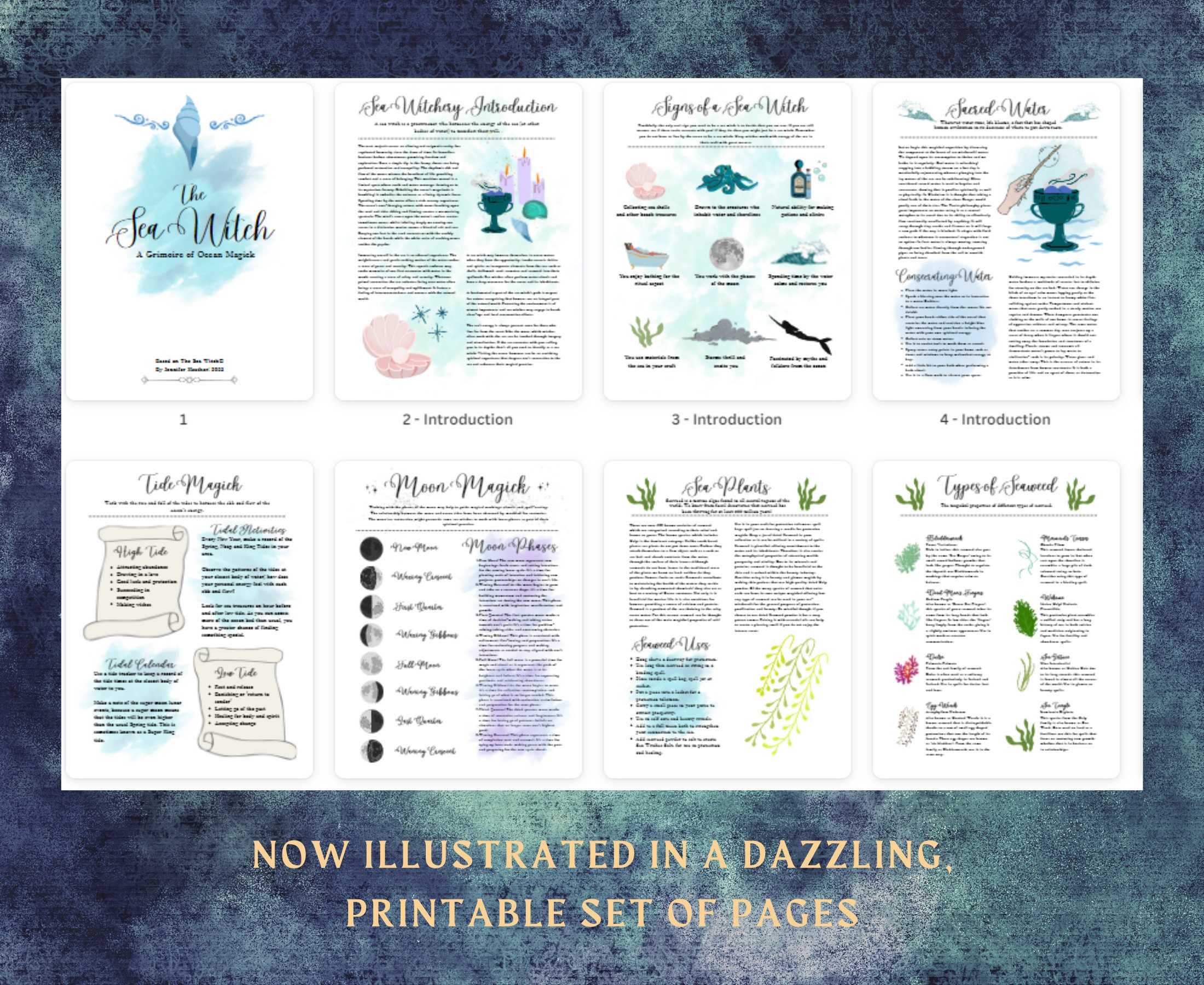 Sea Witch Grimoire: Printable Book of Shadows, Water Magic (PDF Book ...