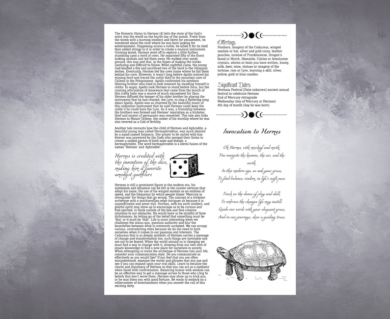 Hermes Printable Pages - Hermes Book of Shadows Pages - Greek God ...
