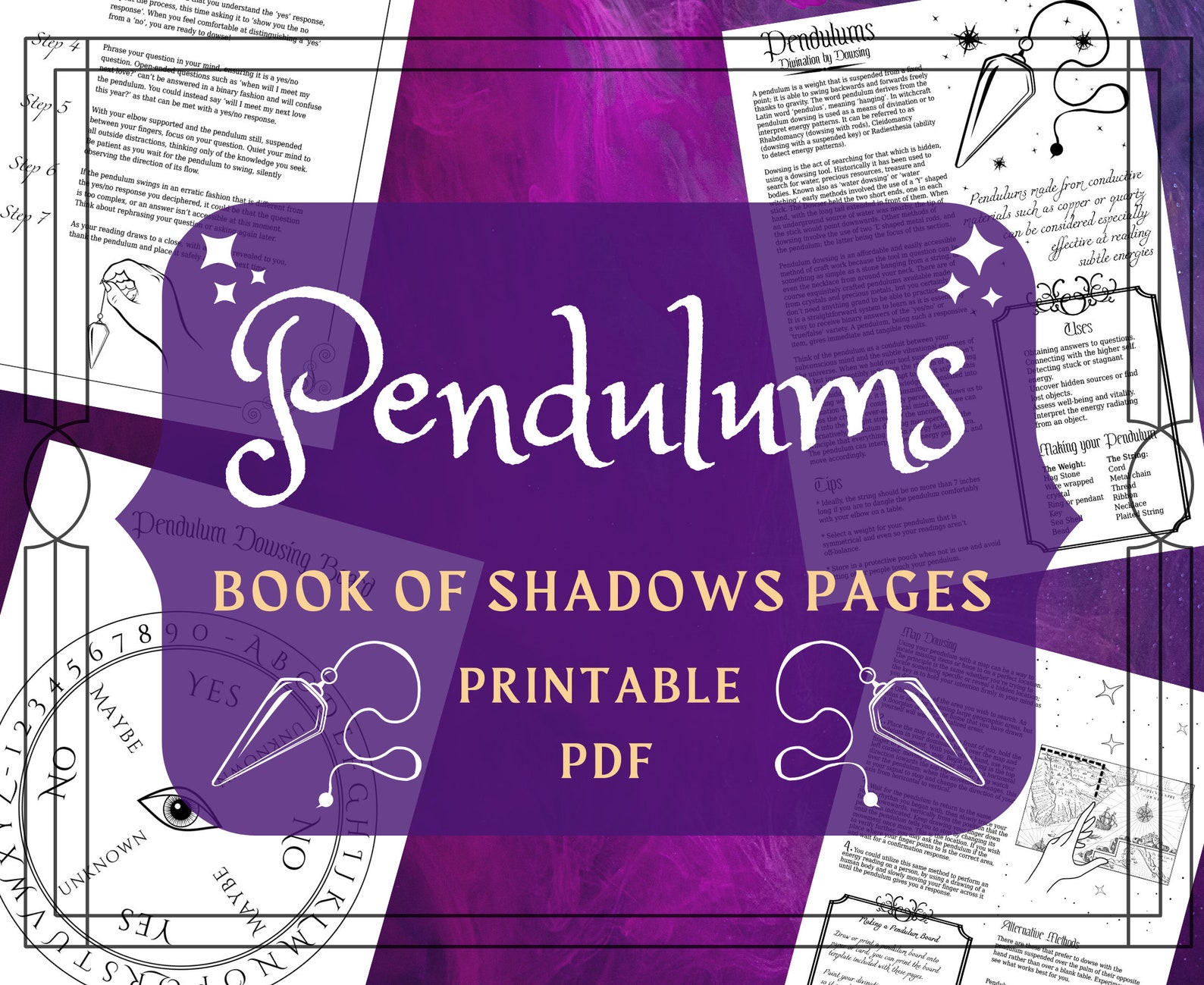 Pendulum & Chart Printable Pages Pendulum Book of Shadows - Etsy UK