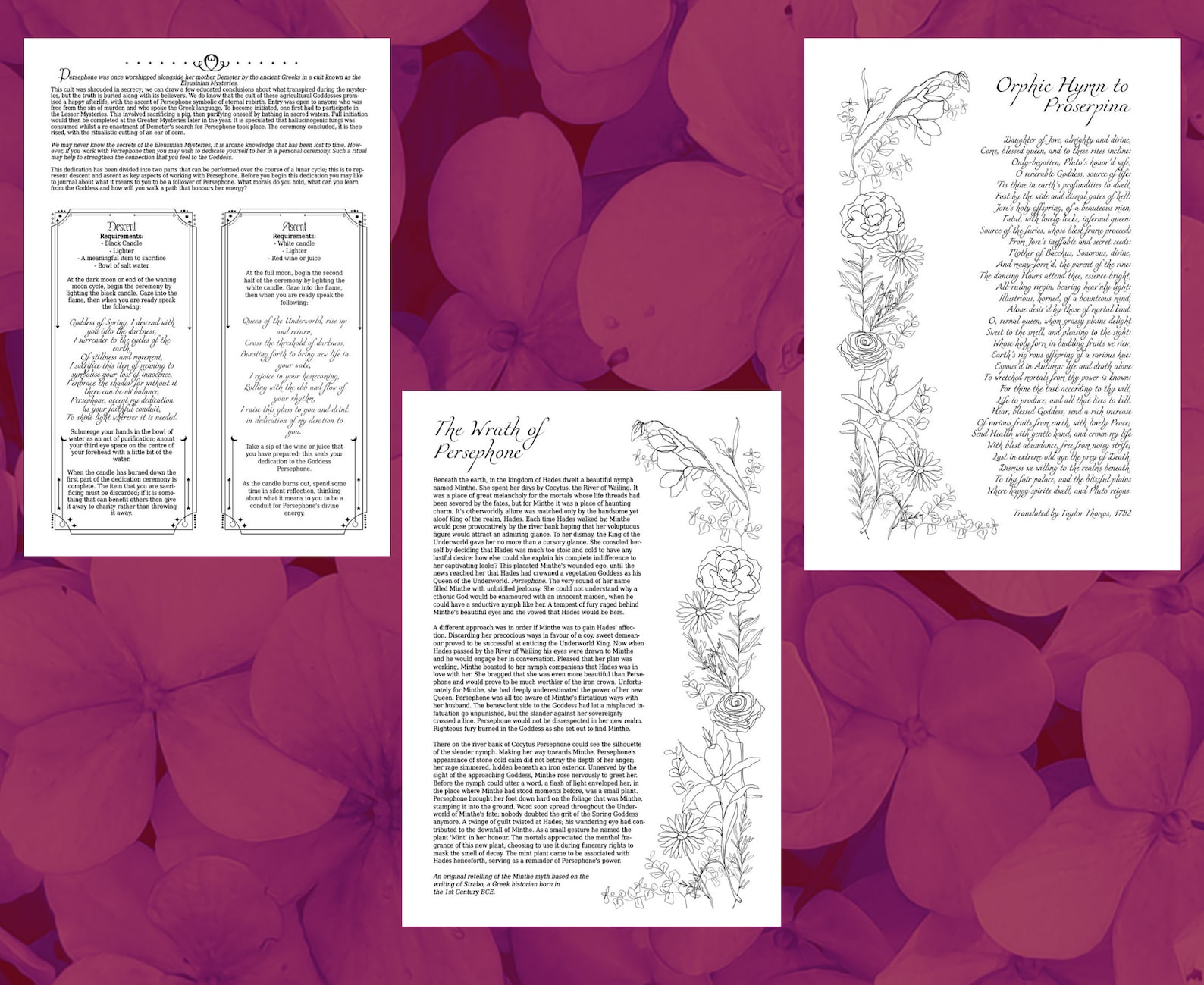 Persephone Printable Pages Persephone Book of Shadows Pages - Etsy UK