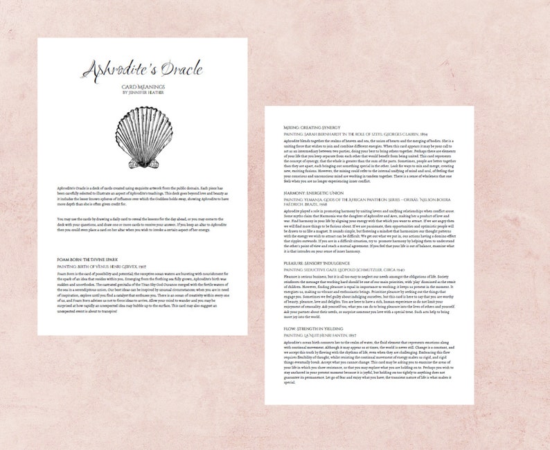 Aphrodite Oracle Cards: Love Magic Goddess Deck (PDF) - Etsy