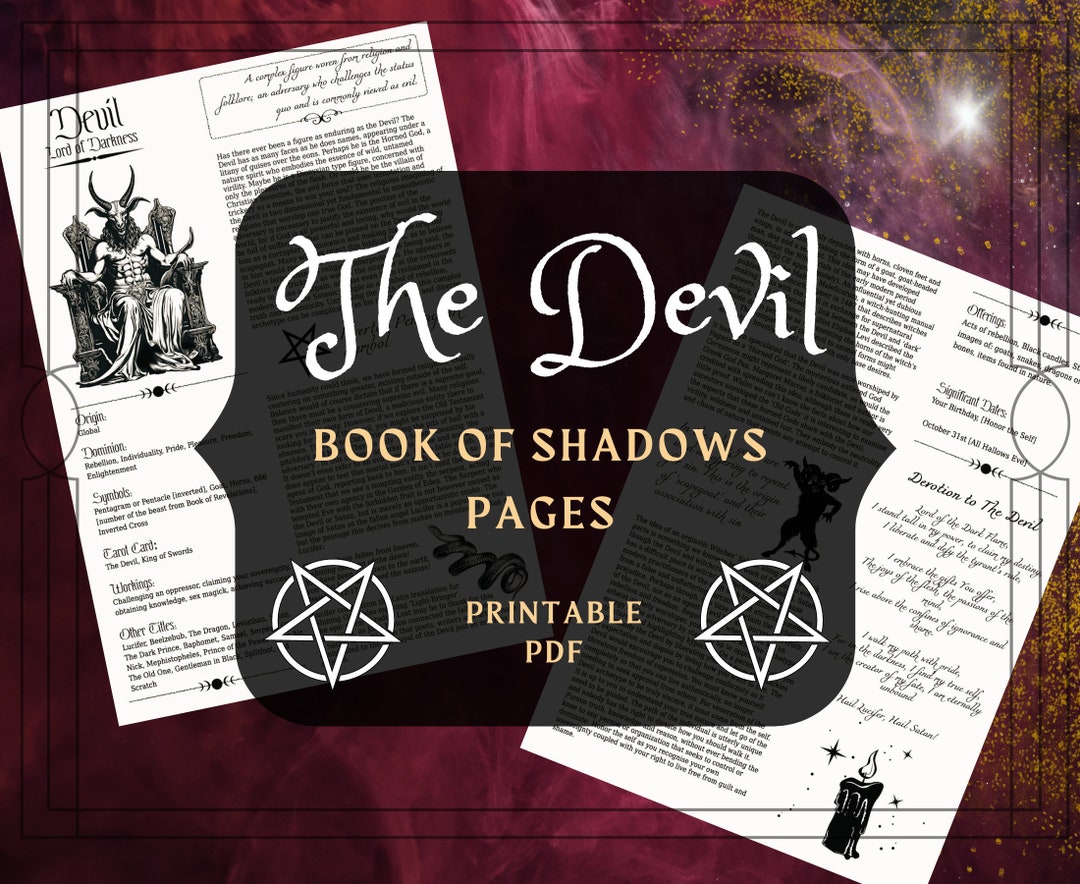 Devil Printable Pages - Satan Book of Shadows Pages - Lucifer God ...