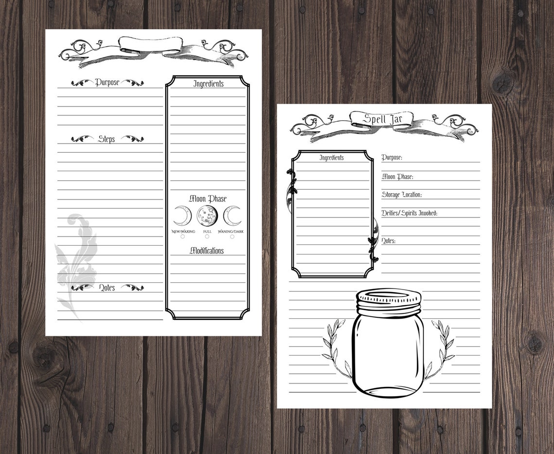 Blank Grimoire Pages Printable Book of Shadows Blank Spell - Etsy UK