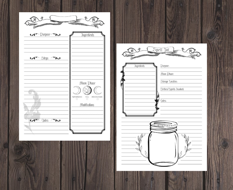 Printable Book of Shadows: Blank Grimoire Pages, Spell & Herb Templates ...