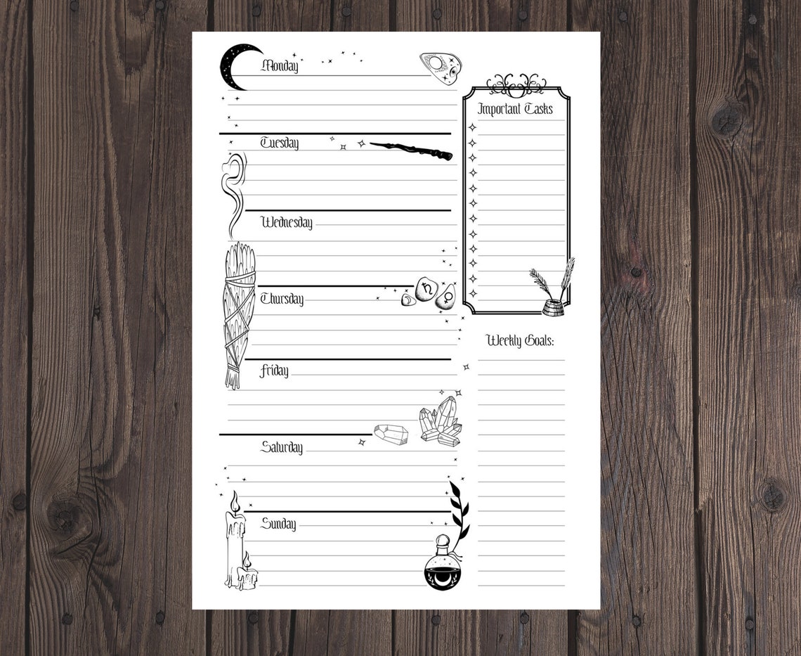 Witchy Weekly Planner Printable Pages Witch Planner Pages - Etsy