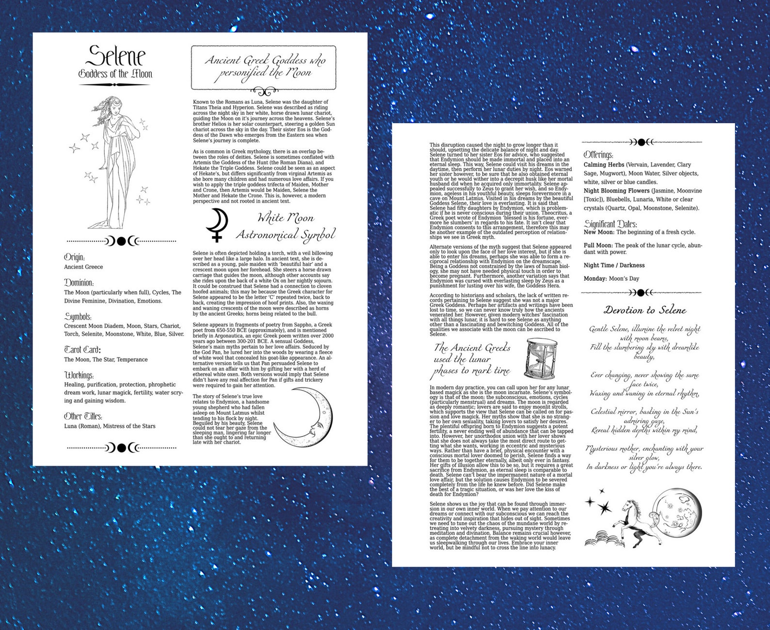 Selene Printable Pages Selene Book of Shadows Pages Luna - Etsy