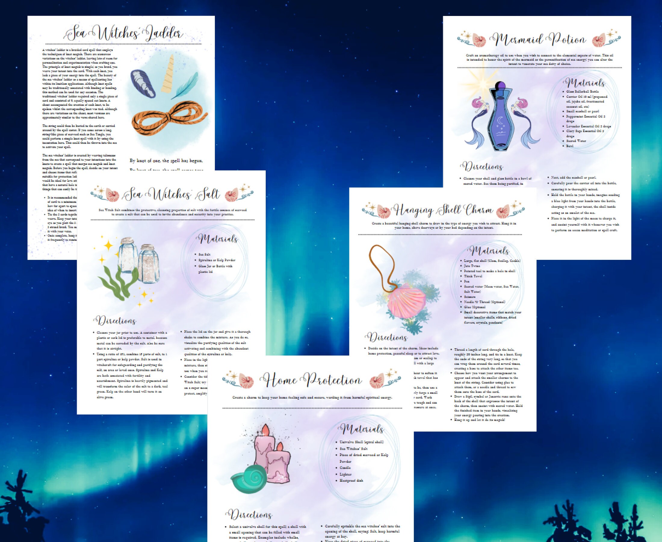 Sea Witch Grimoire: Printable Book of Shadows, Water Magic (PDF Book ...