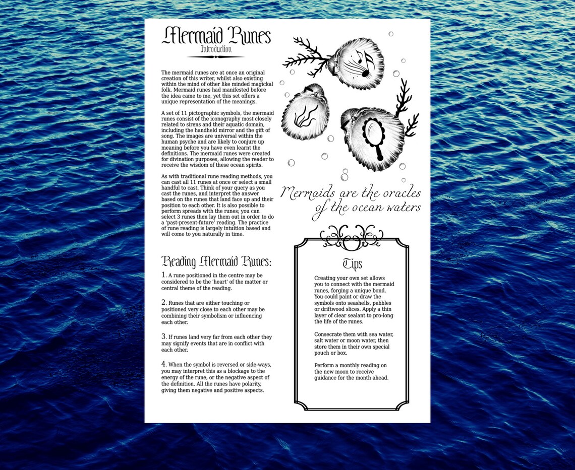 Mermaid Runes Sea Witch Book of Shadows Pages Printable - Etsy