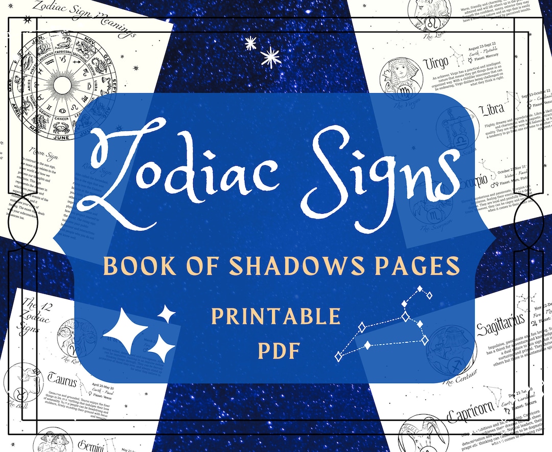 Zodiac Star Signs Printable Pages: Astrology Book of Shadows (PDF) - Etsy