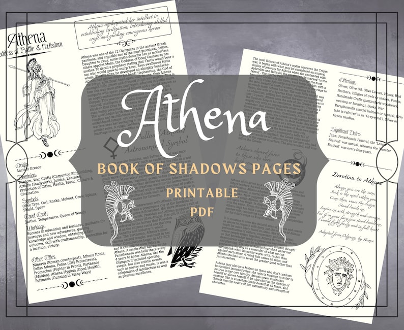 Athena Printable Pages Athena Book of Shadows Pages Greek - Etsy UK