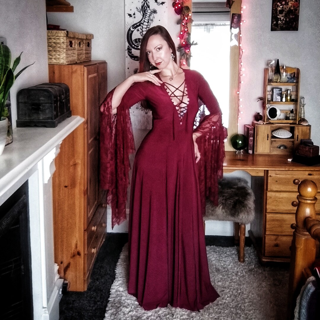 Red Pentagram Witch Dress - Lilith Dress - Gothic Vampire Dress- Devil ...