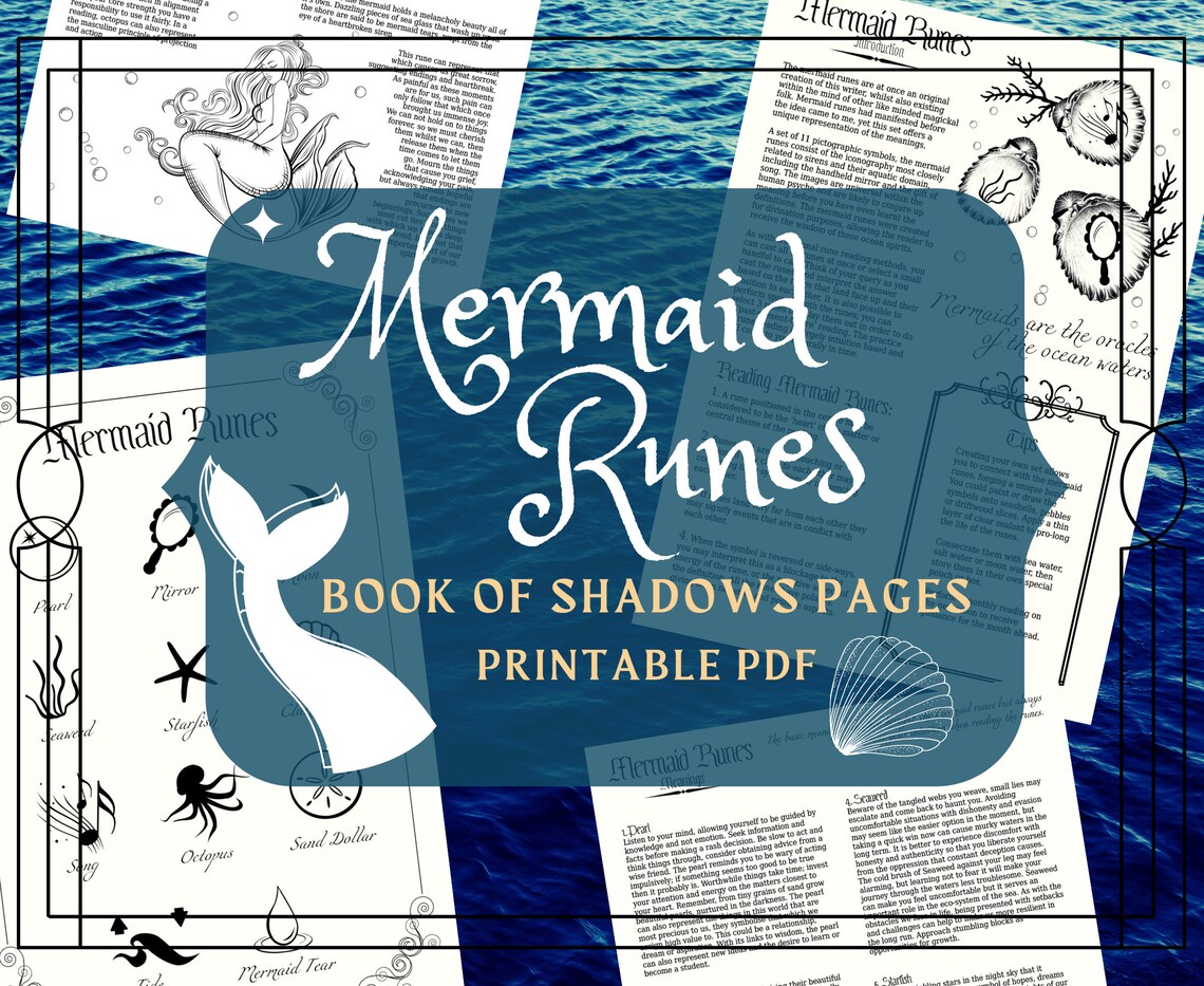 Mermaid Runes Sea Witch Book of Shadows Pages Printable - Etsy