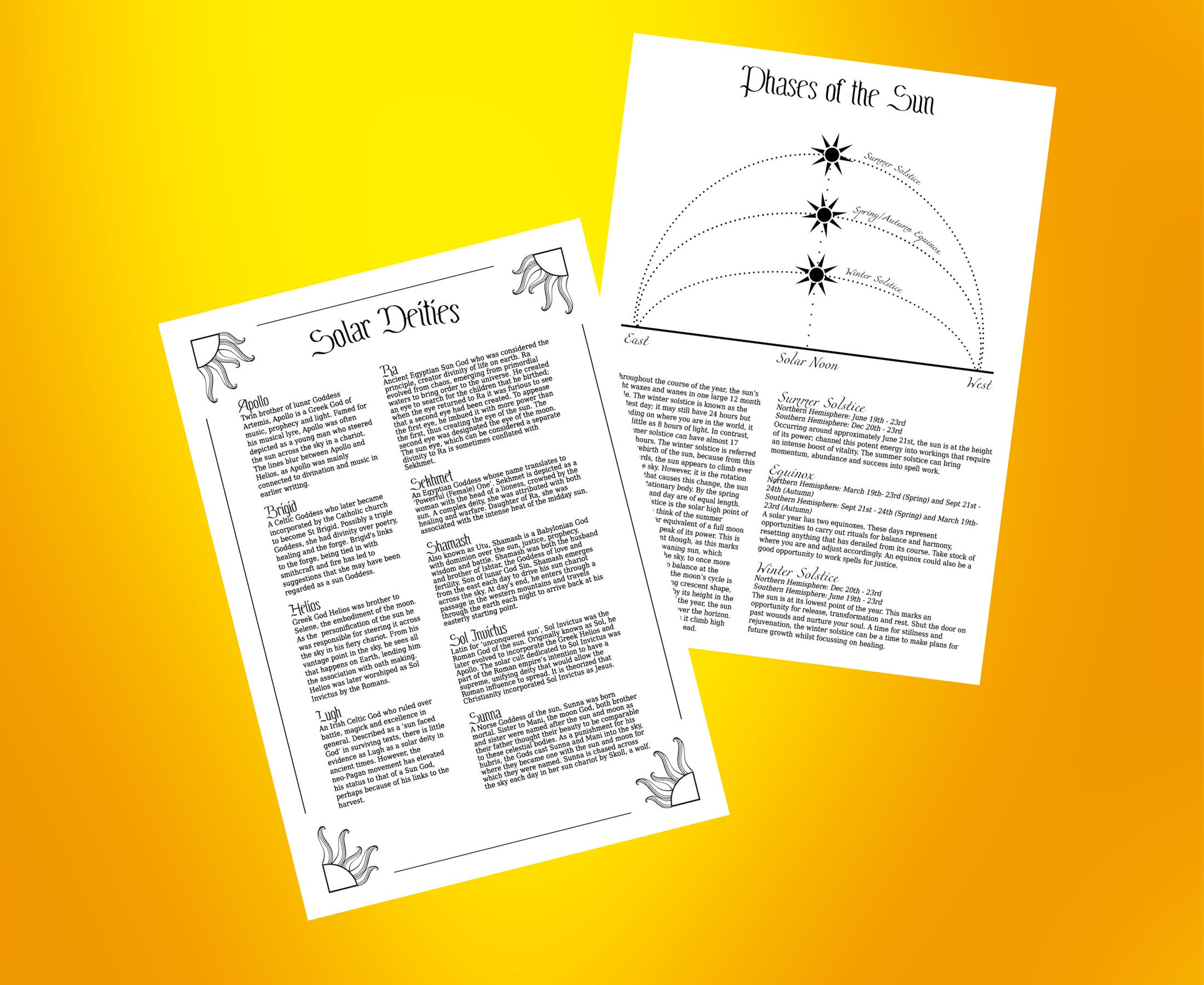Solar Magic Printable Pages Sun Book of Shadows Pages - Etsy