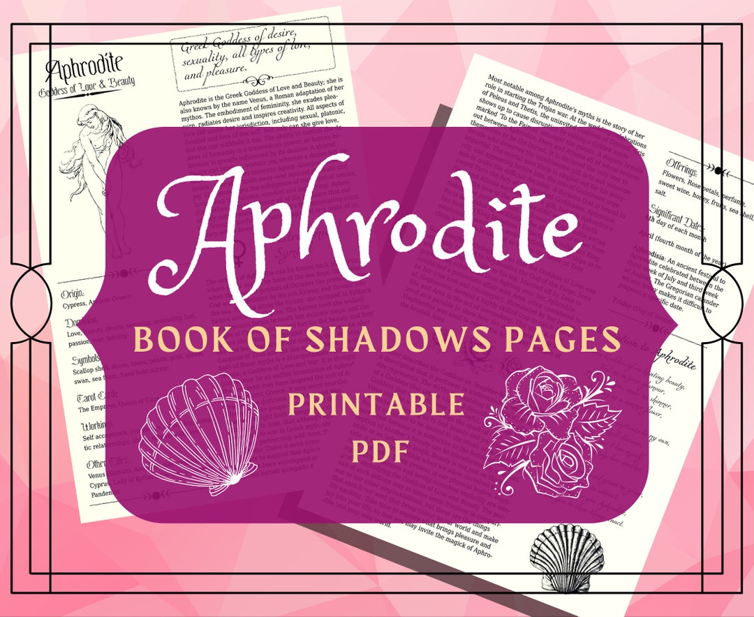 Aphrodite Printable Pages - Aphrodite Book of Shadows Pages - Greek ...