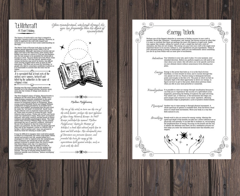 Basics of Witchcraft 101 Printable Grimoire Pages Book of - Etsy Canada