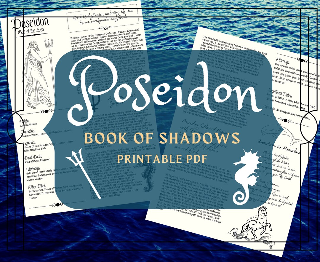 Poseidon Book of Shadows Pages: Greek God Profile (PDF Printable) - Etsy