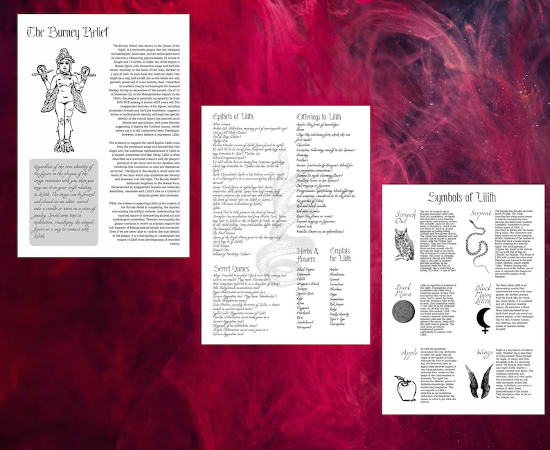 Lilith Grimoire Book of Shadows Pages: Dark Goddess Spells (PDF) - Etsy