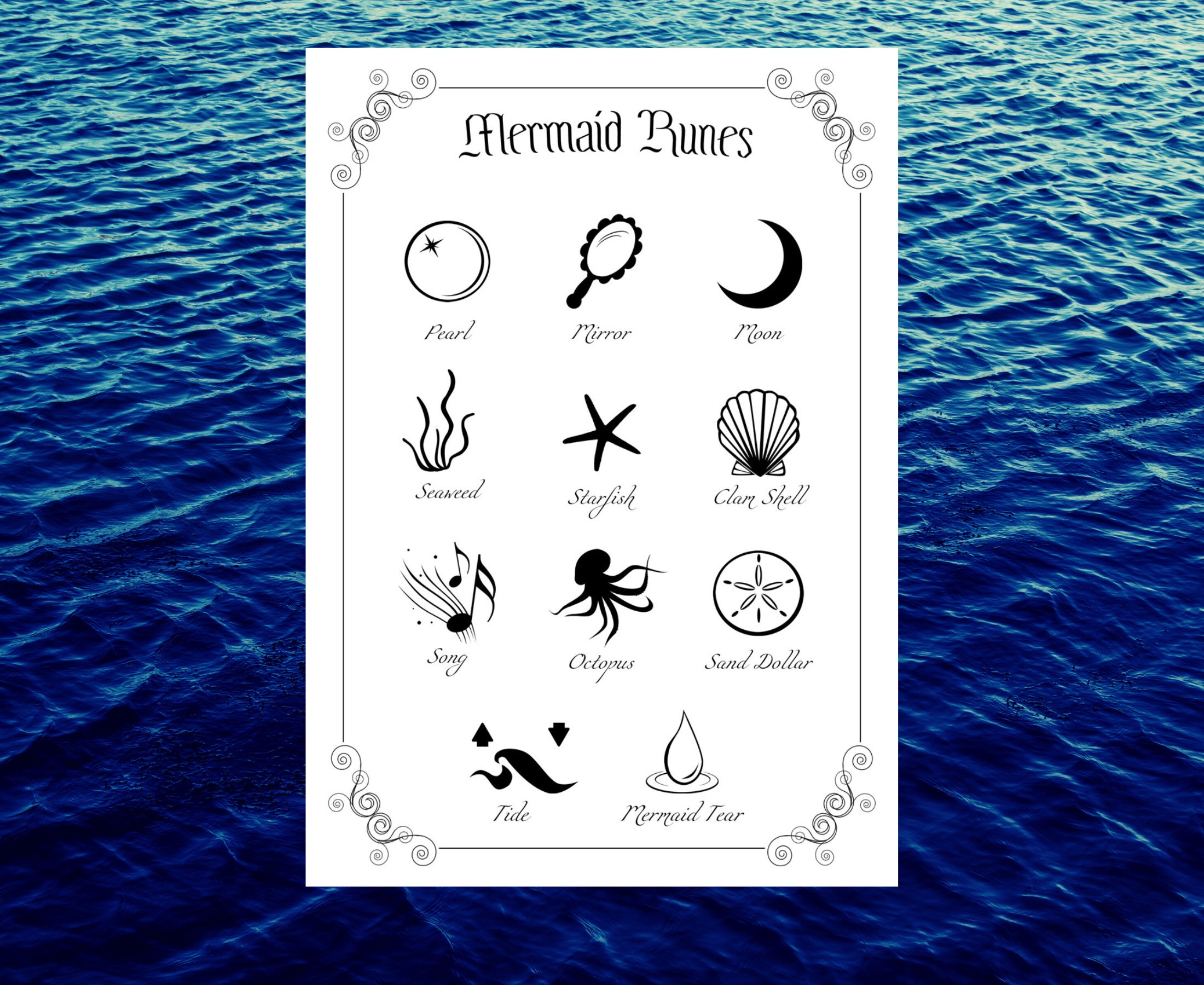 Mermaid Runes Sea Witch Book of Shadows Pages Printable - Etsy