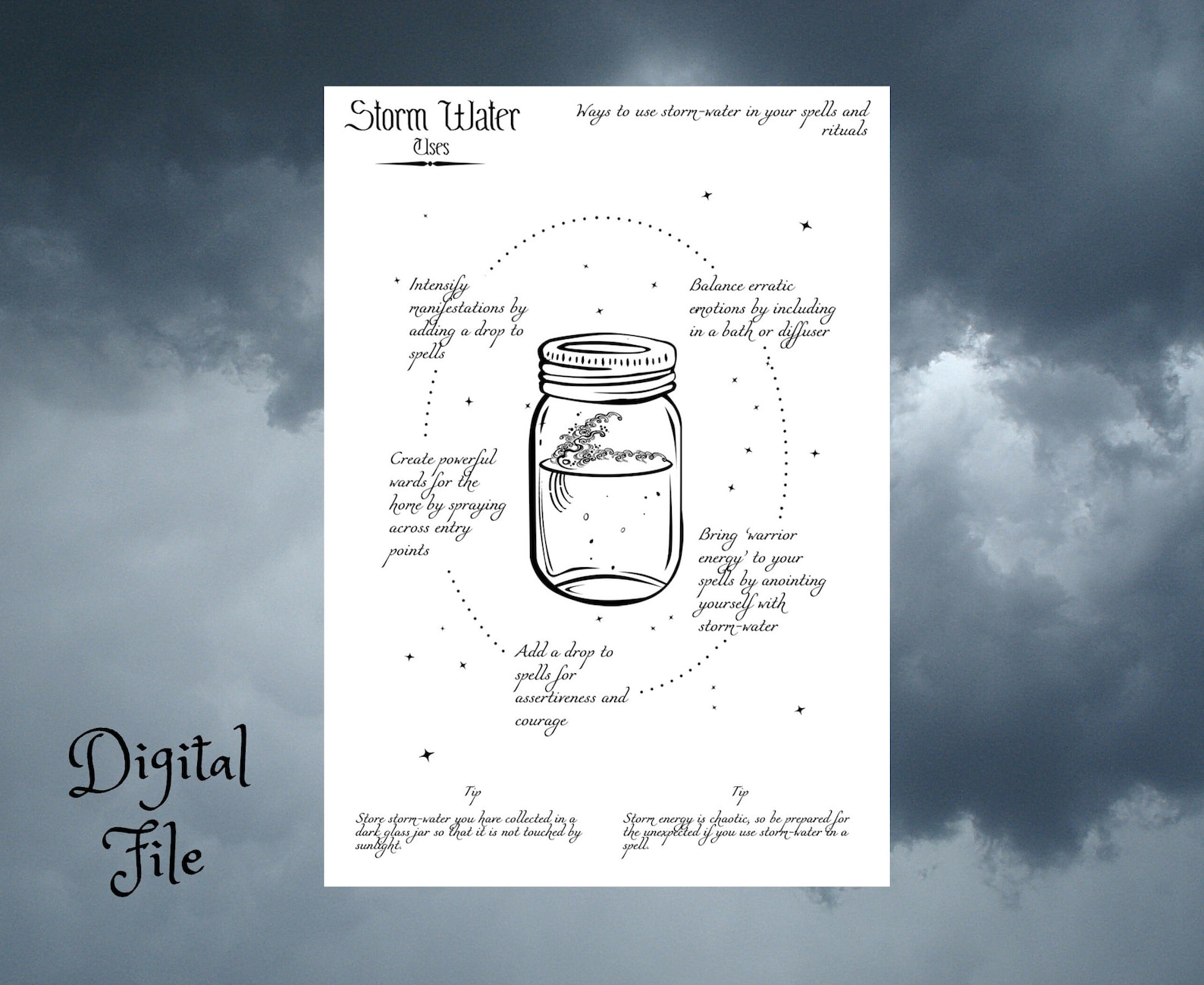 Storm Magic Printable Pages Storm Water Book of Shadows - Etsy