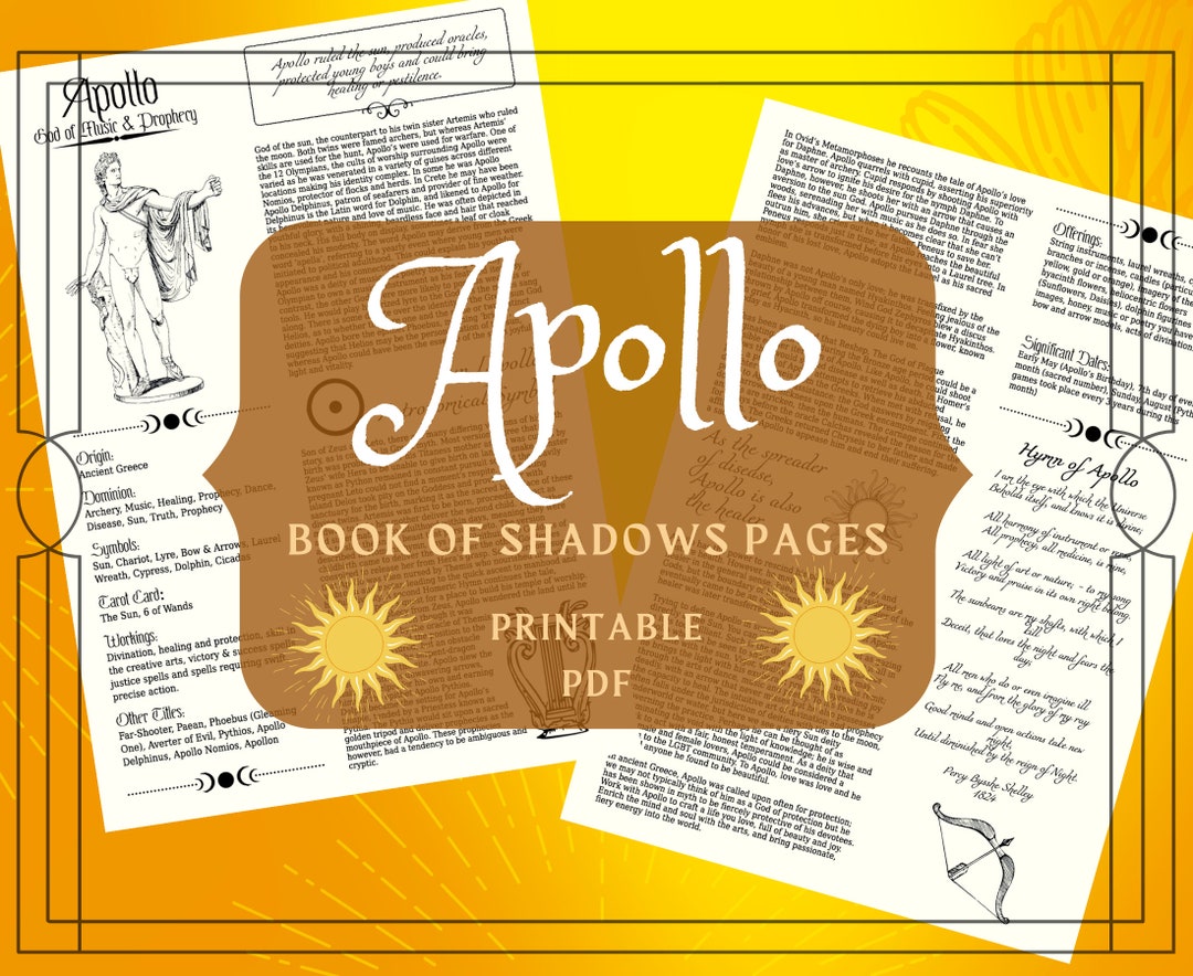 Apollo Book of Shadows Pages: Greek God Grimoire (PDF) - Etsy