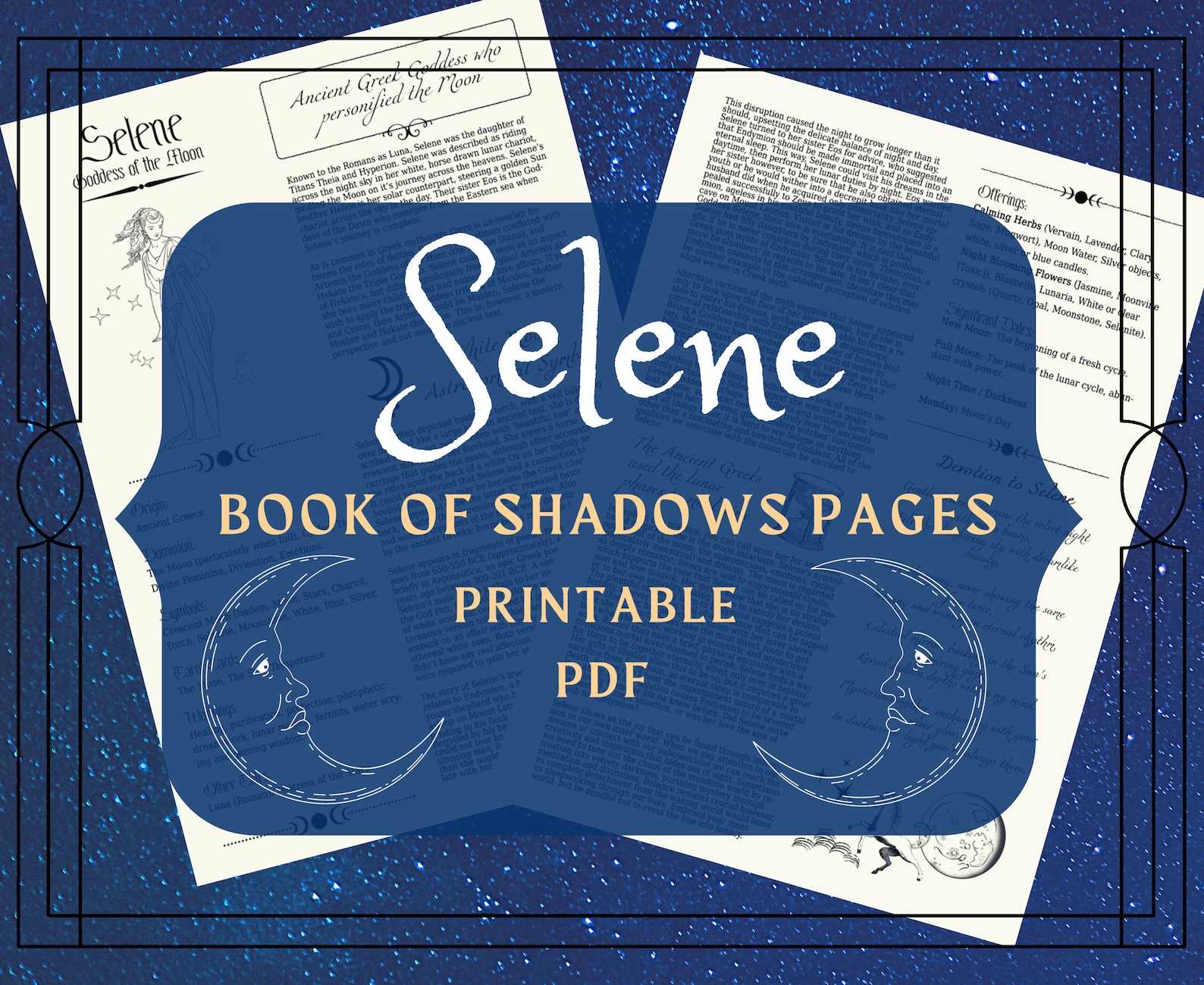 Selene Printable Pages Selene Book of Shadows Pages Luna - Etsy