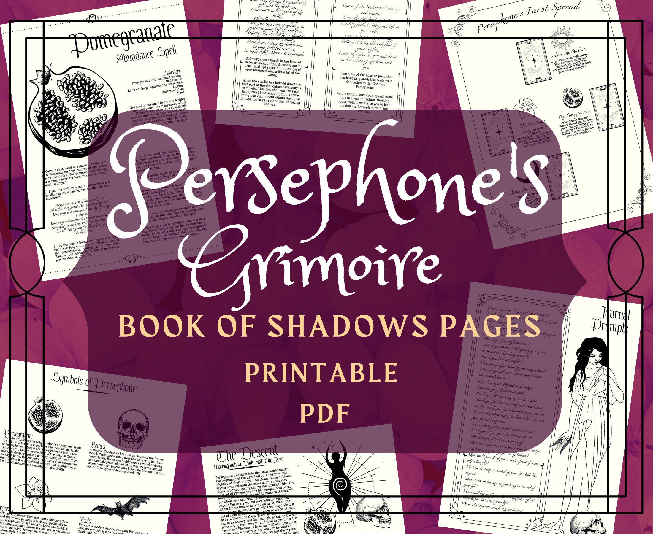 Persephone Printable Pages Persephone Book of Shadows Pages - Etsy UK