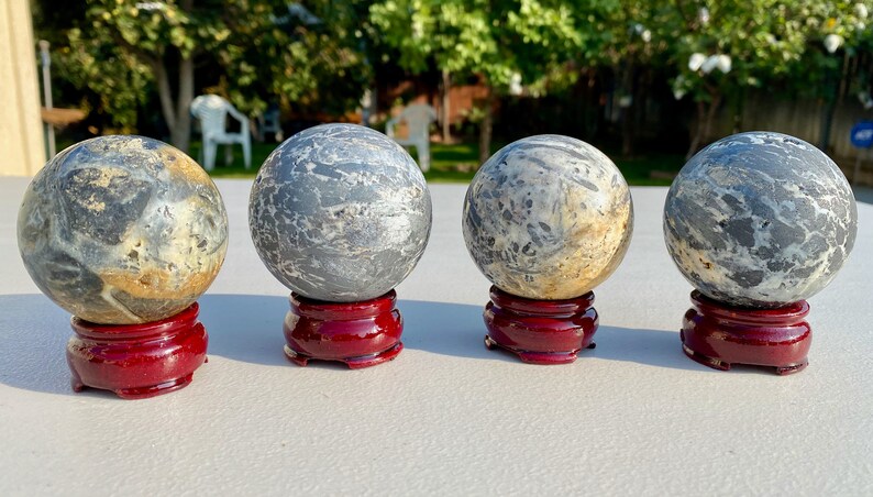 Rare Stibnite W/ Calcite Mineral Spheres With Wooden Stand - Etsy