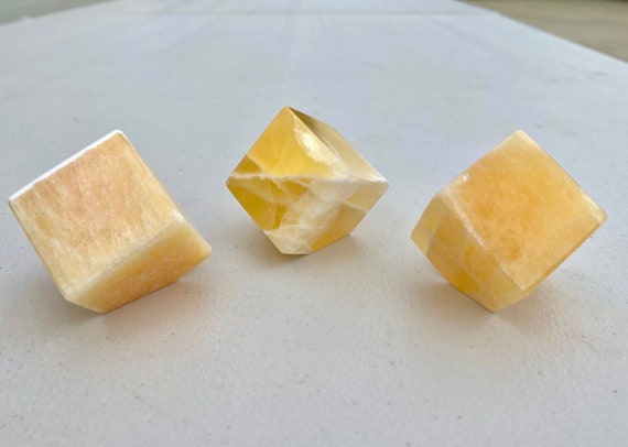 Polished Orange Honeycomb Calcite Crystal Cubes 1.5 Self - Etsy