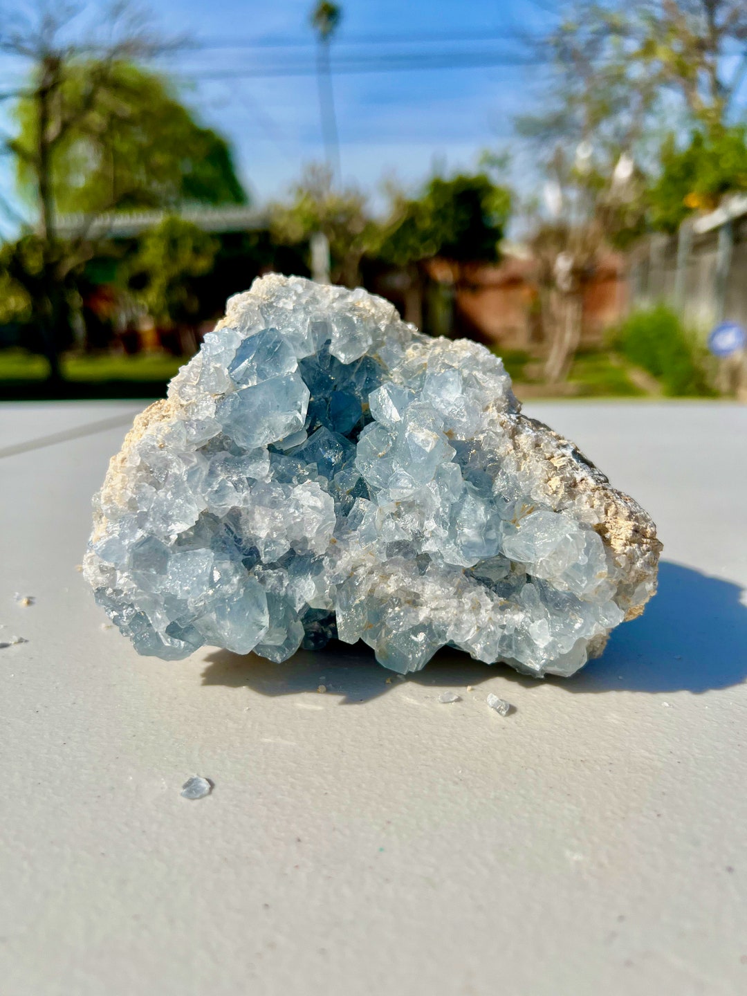 Medium to Large Natural Blue Celestite Geode Crystal Quartz Rock ...