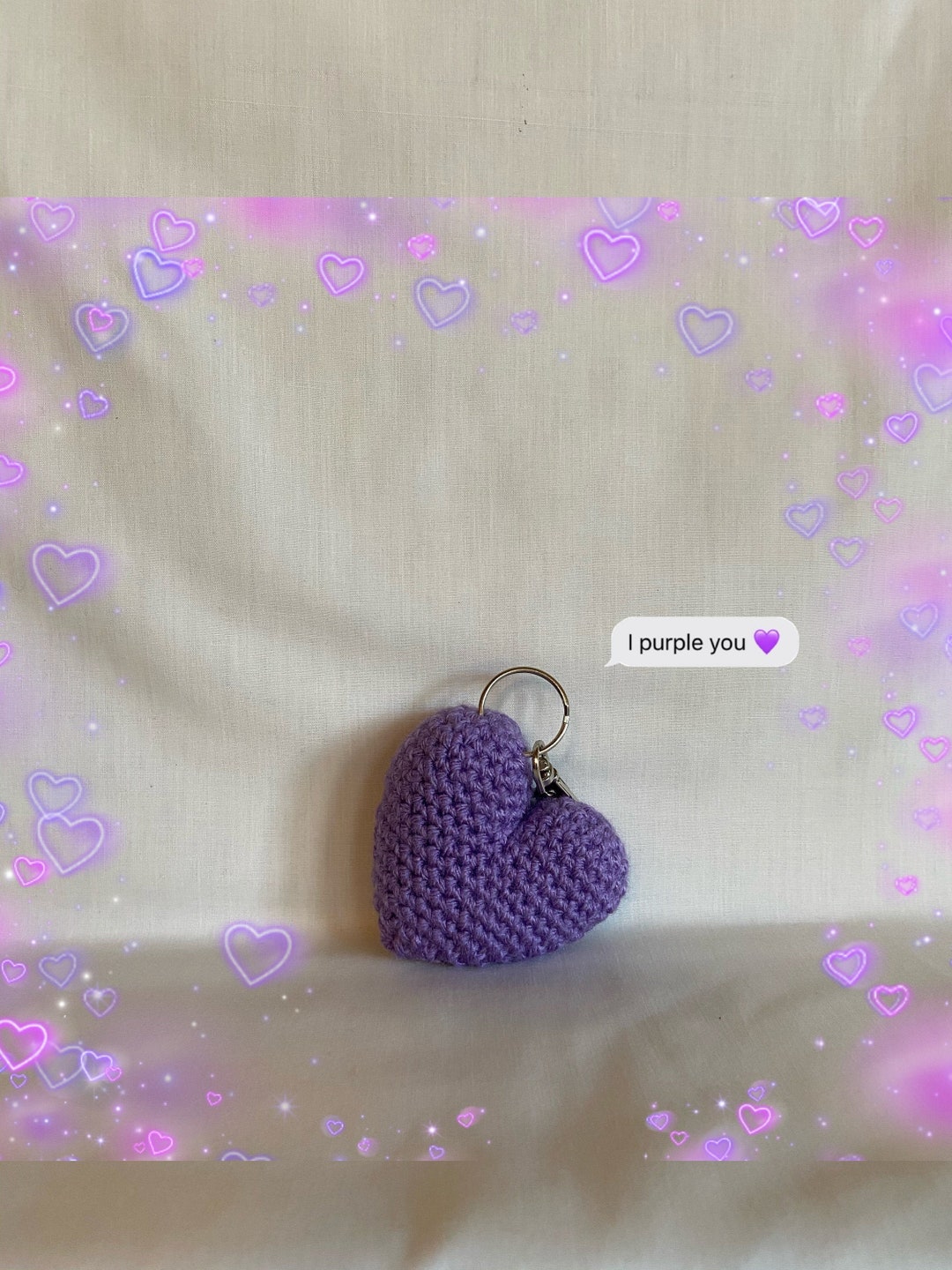 Crochet Purple Heart Keychain - Etsy