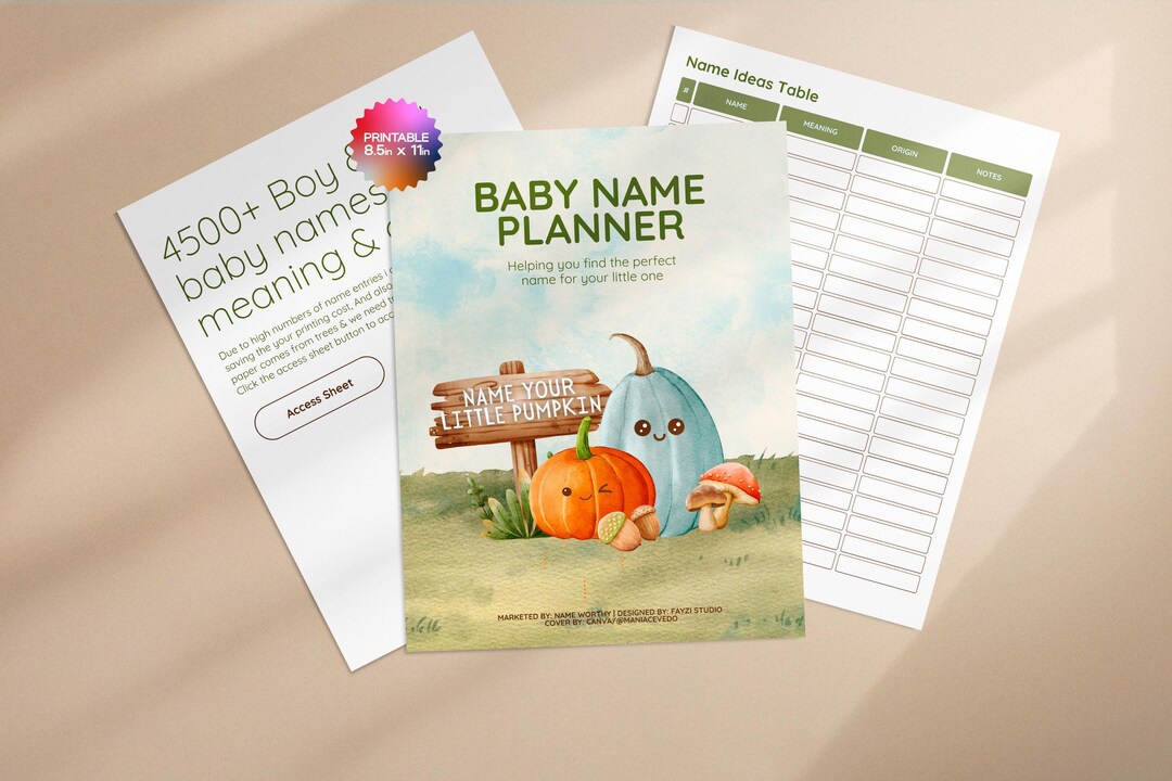 The Ultimate Printable Baby Name Planner 4500+ Names Guide Journal ...