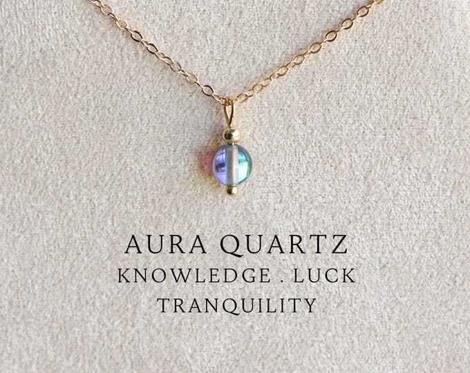 Raw Aura Quartz Necklace Genuine Jewellery Aura Quartz Pendant Jewelry ...