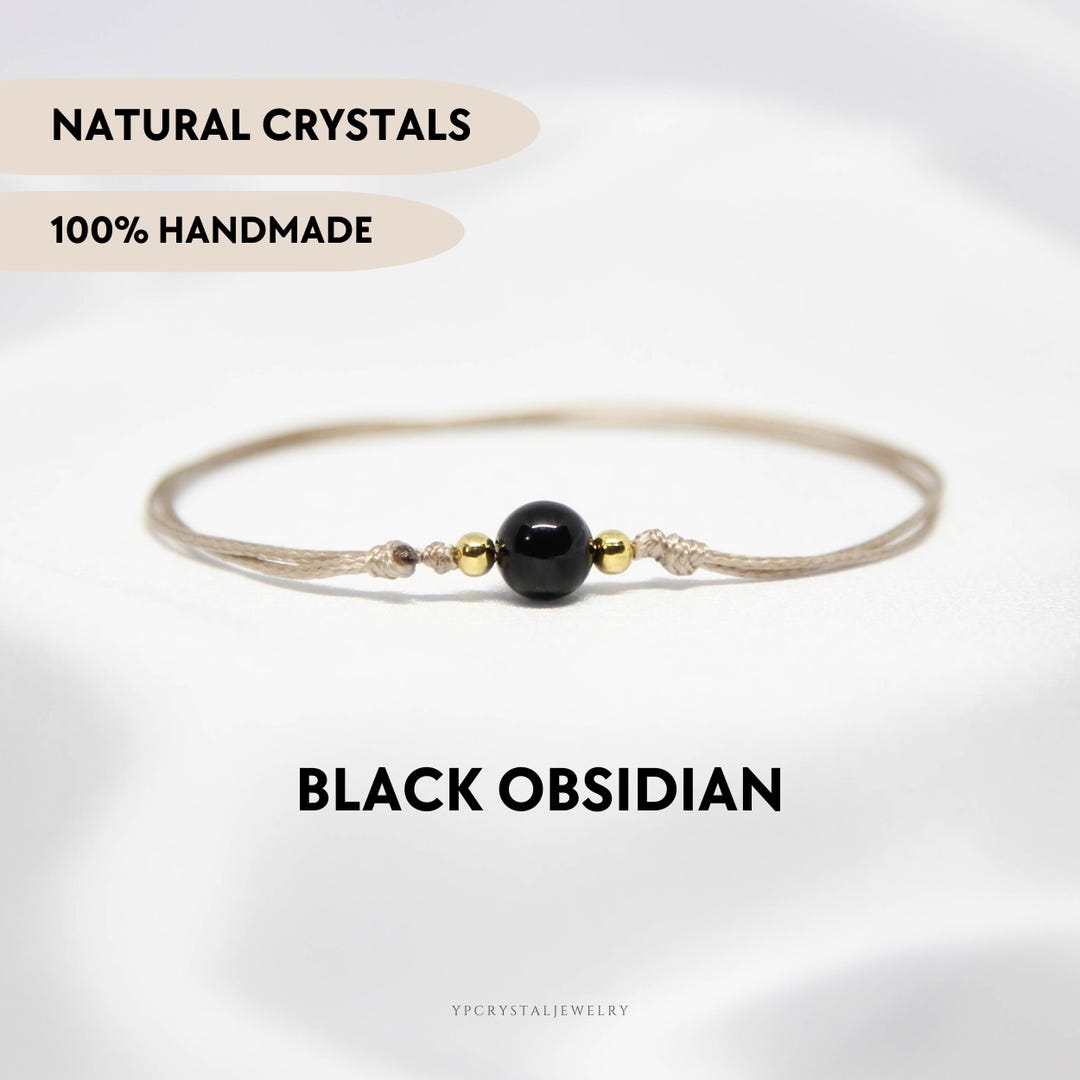 Black Obsidian Bracelet Custom Anklet Ankle Bracelet Permanent Anklet ...