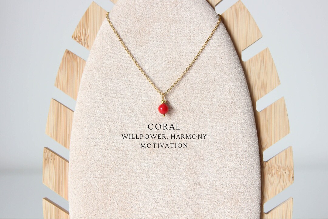 Real Coral Necklace Red Coral Pendant Coral Jewelry Natural Stone ...