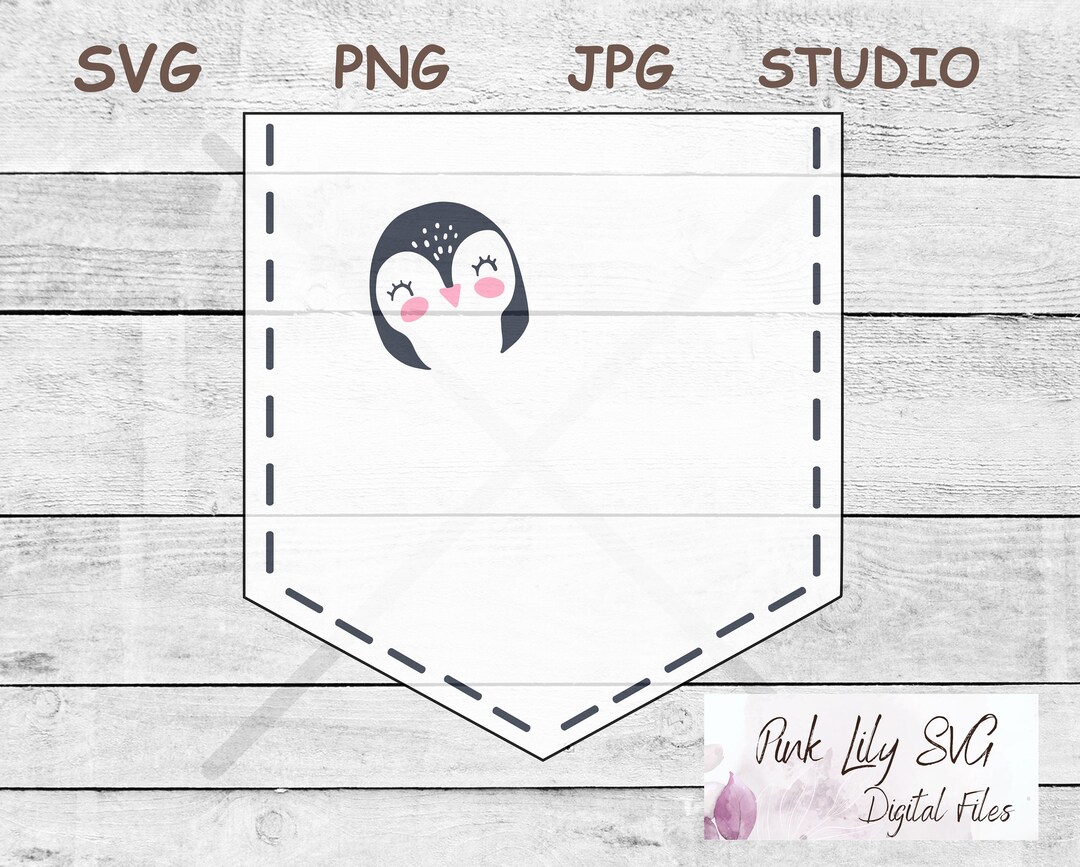 Penguin Pocket SVG PNG, Pocket Pal Svg, Penguin Svg, Girly Penguin Svg, Pastel Penguin Cut File ...