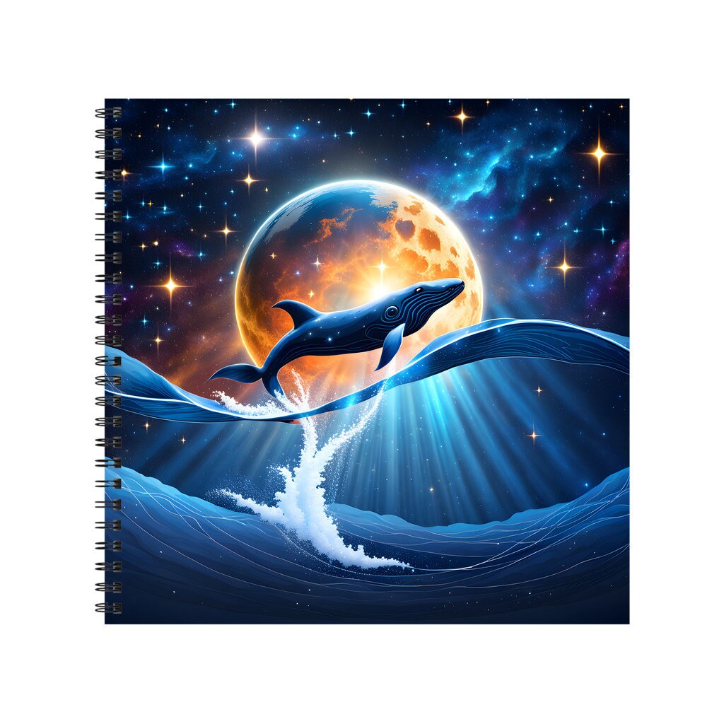 Whale of Stars Notebook, Whale Journal, Ocean Notepad, Ocean of Stars ...