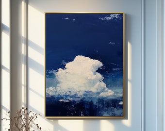 White Cloud Wall Art Large Cloudy Sky Painting Original Cloud Oil ...