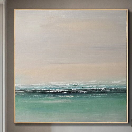 Original Sea Level Green Paintinglarge Abstract Art Oil | Etsy