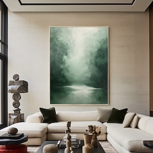 Large Green Abstract Landscape Painting: Textured Canvas Wall Art - Etsy
