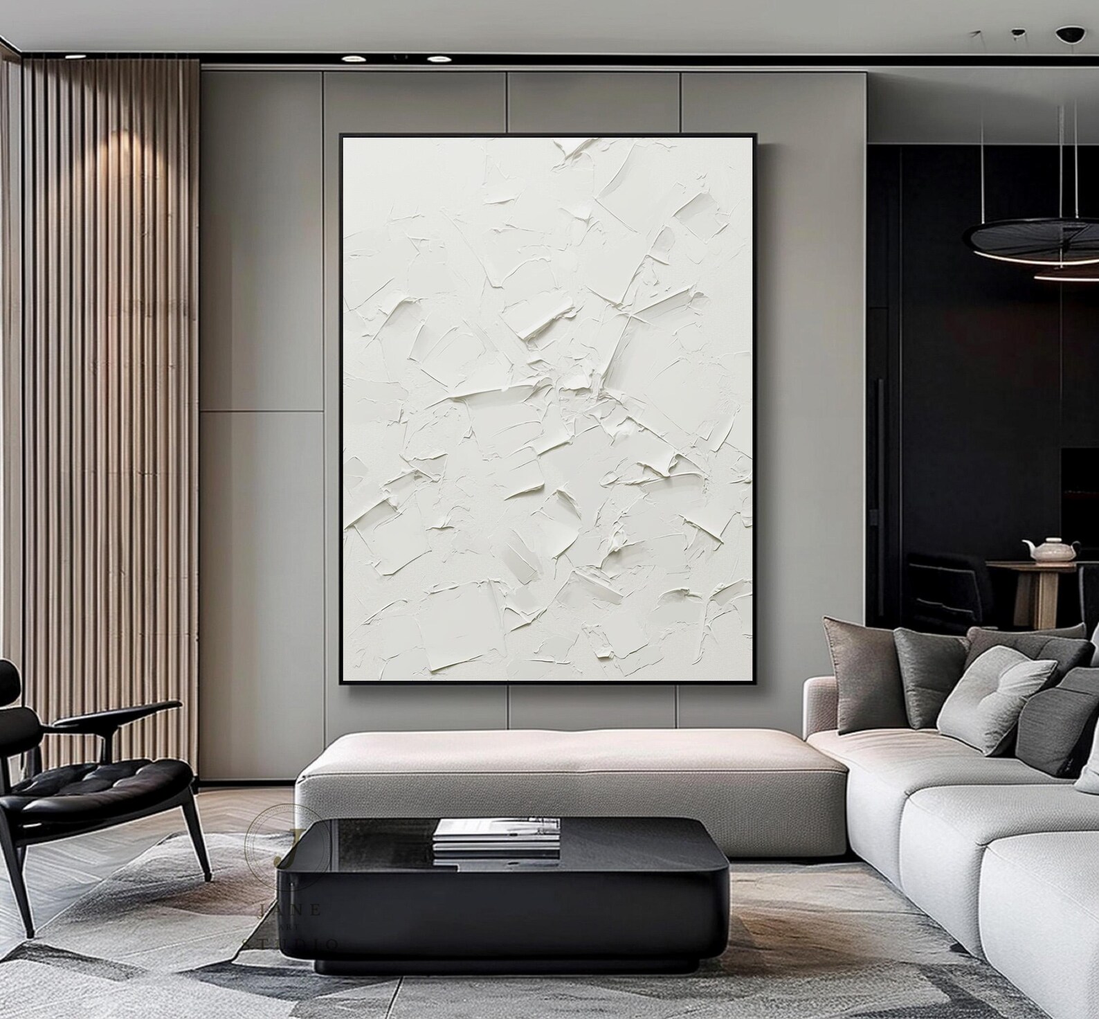 White 3D Texture Painting: Minimalist Boho Canvas Wall Art - Etsy