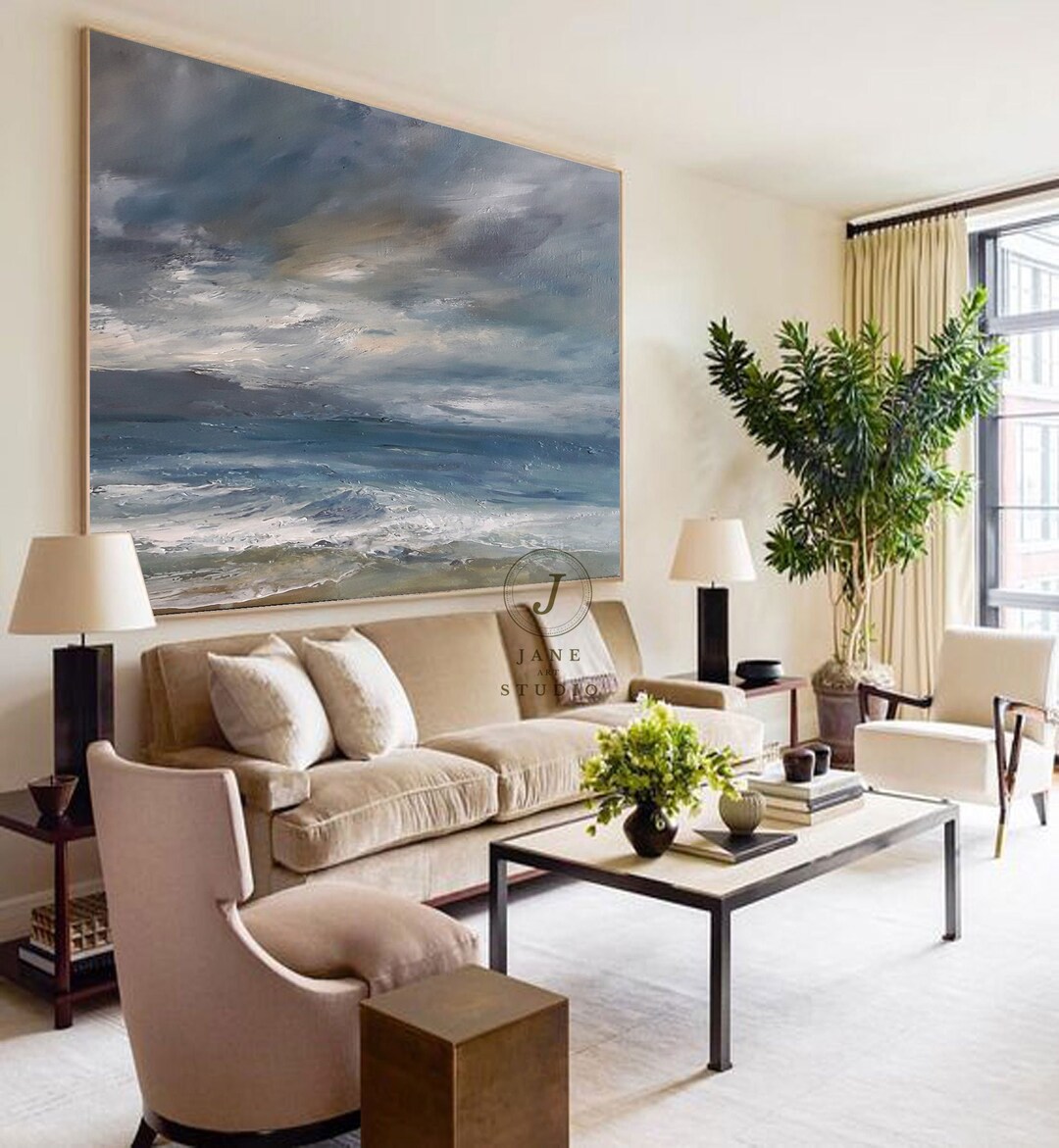 Large Sea Level Landscape Abstract Painting on Canvas,waves Canvas Oil ...