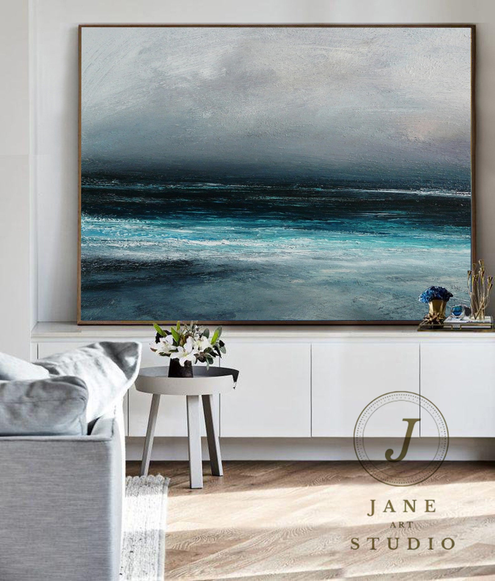 Original Blue Ocean Canvas Oil Painting Sea Level Abstract - Etsy